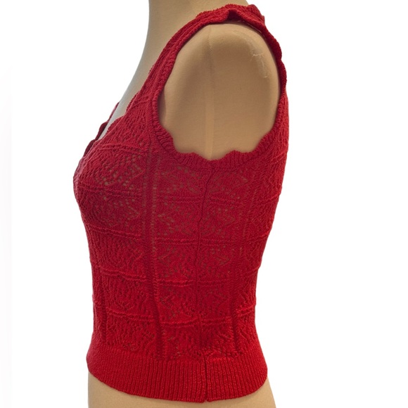 Mango | Tops | Mng Mango Crotchet Scalloped V Neckline Cropped Ribbed ...